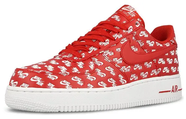 Nike Force 1 Low 07 Qs "all Over Logo Red - Red/red/white