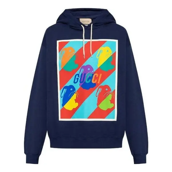 Gucci Graphic Paint Hoodie - Navy/multi