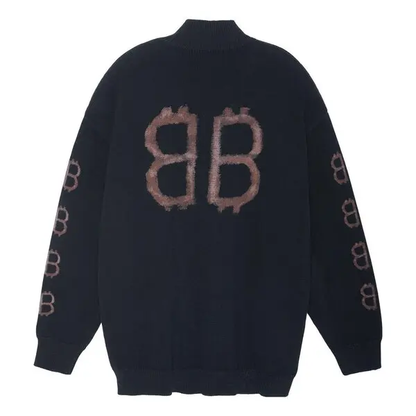 Balenciaga Bb Logo Knit Sweater - Black