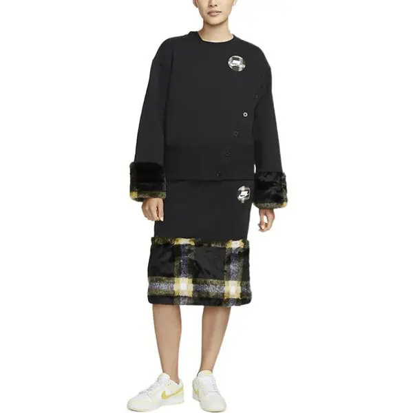 Nike Fleece Print Crew Sweatshirt - Black/white