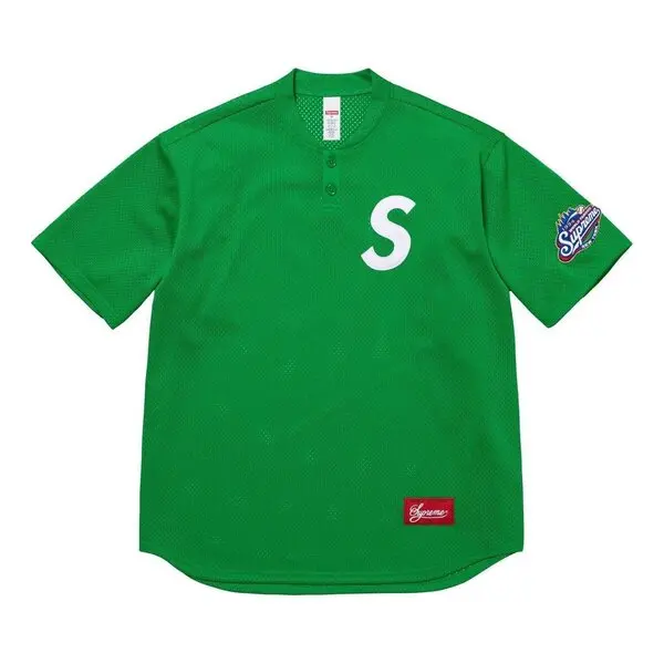 Supreme Logo Baseball Henley - Green