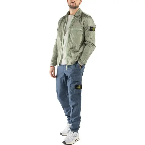 Stone Island Zip Up Jacket With Compass Patch - Green