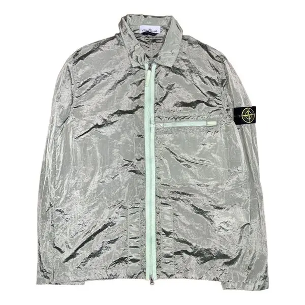 Stone Island Zip Up Jacket With Compass Patch - Green