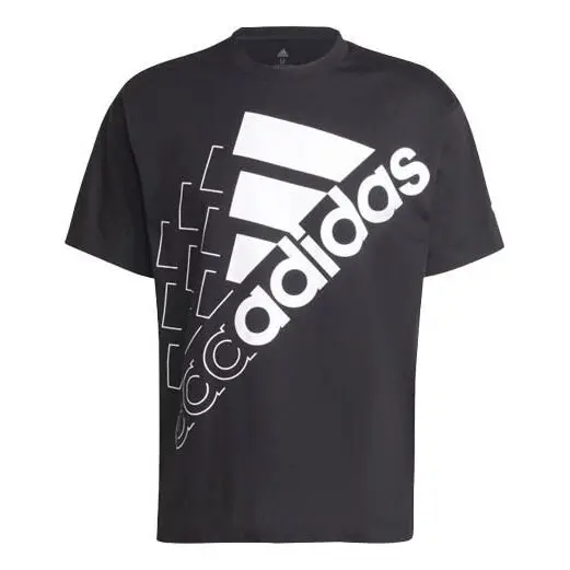 Adidas Sports Stylish Round Neck Printing Logo Short Sleeve Couple Style - Black