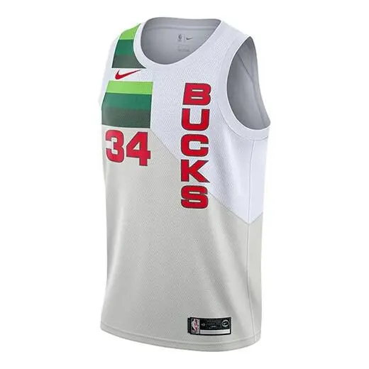 Nike Nba Giannis Antetokounmpo Milwaukee Bucks 2018/19 Authentic Jersey #34 - White/red