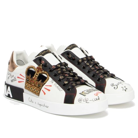 Dolce & Gabbana Portofino Graphic Sneakers - White/black