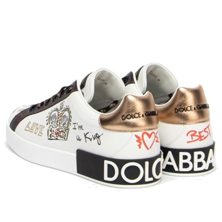 Dolce & Gabbana Portofino Graphic Sneakers - White/black