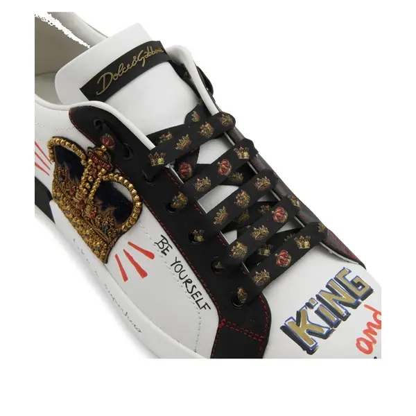 Dolce & Gabbana Portofino Graphic Sneakers - White/black