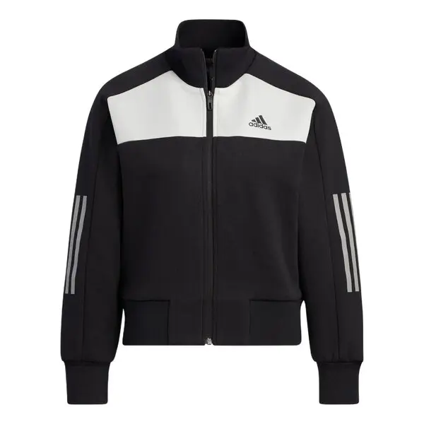 Adidas Zip-up Track Jacket With Paneled Design - Black/white