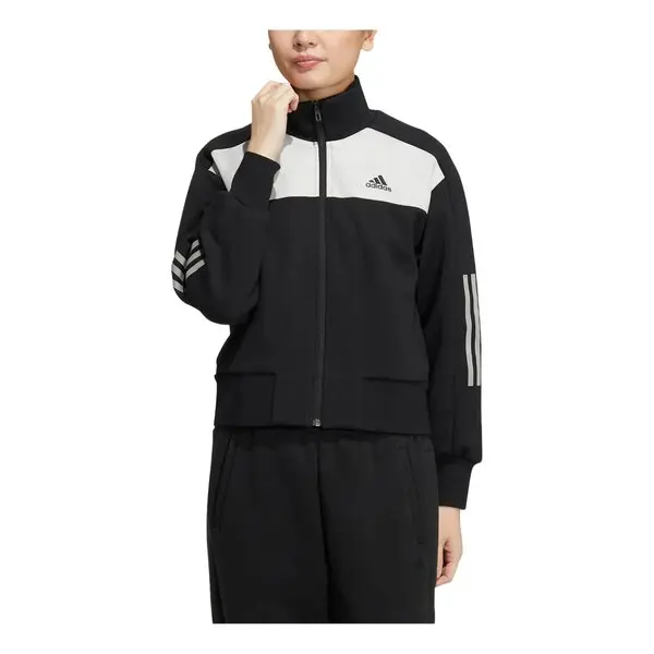 Adidas Zip-up Track Jacket With Paneled Design - Black/white