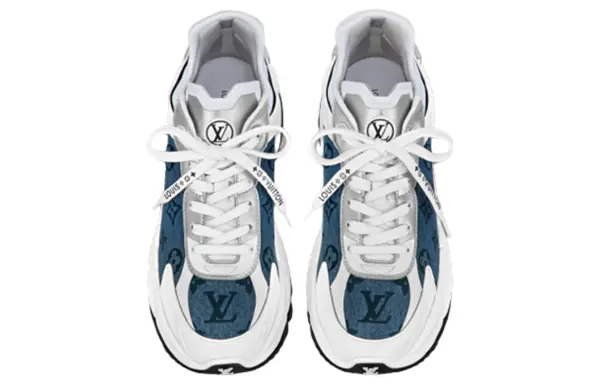LOUIS VUITTON Run 55 Sneakers Denim Monogram Silver