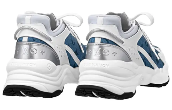 LOUIS VUITTON Run 55 Sneakers Denim Monogram Silver