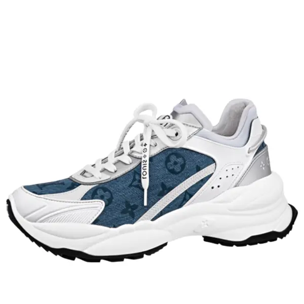 LOUIS VUITTON Run 55 Sneakers 'denim Monogram Silver - Blue/white/silver