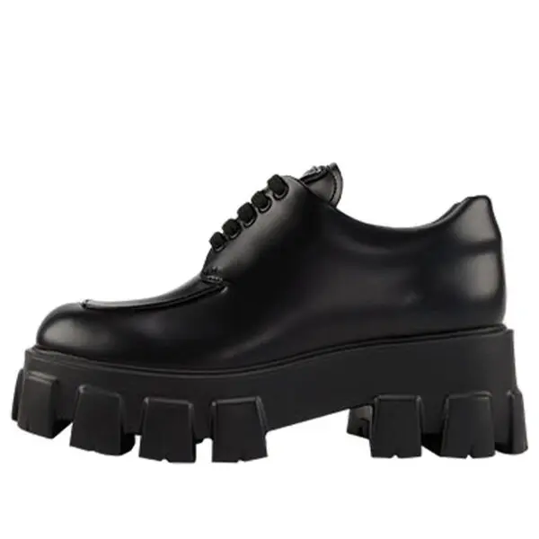 Prada Monolith Brushed Leather Lace-up Shoes