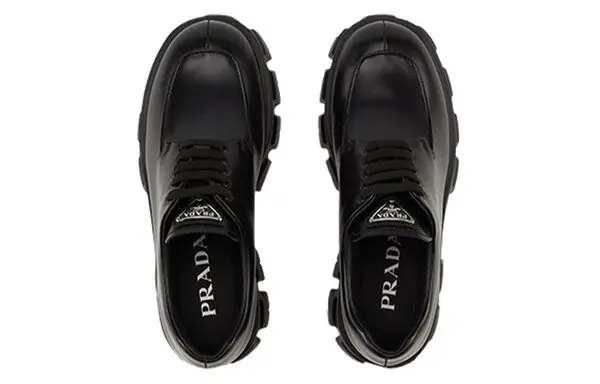 Prada Monolith Brushed Leather Lace-up Shoes