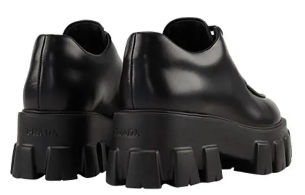 Prada Monolith Brushed Leather Lace-up Shoes