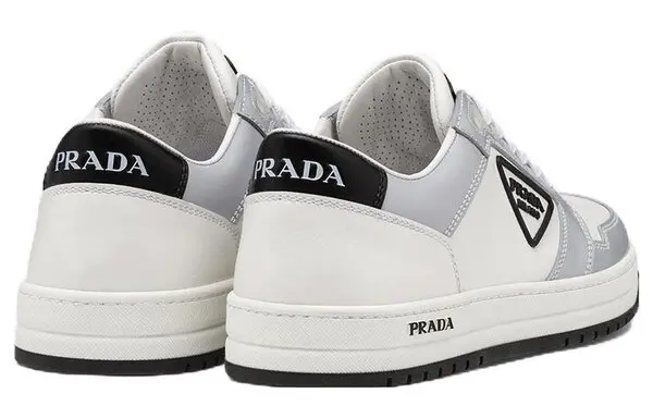 Prada District Leather Sneakers - White/black/grey