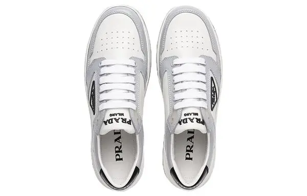 Prada District Leather Sneakers - White/black/grey