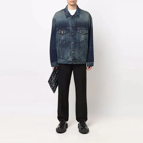 Balenciaga Embroidered Logo Denim Jacket