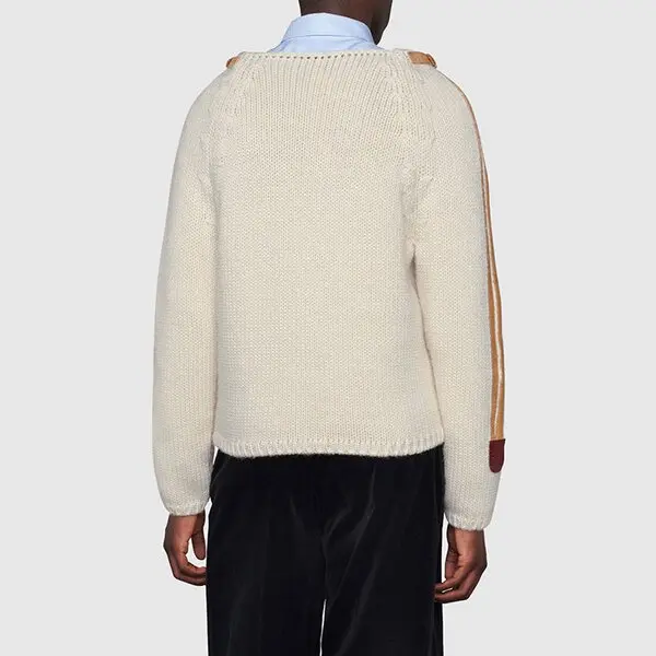 Gucci Wool Knit Jumper With Leather Detail