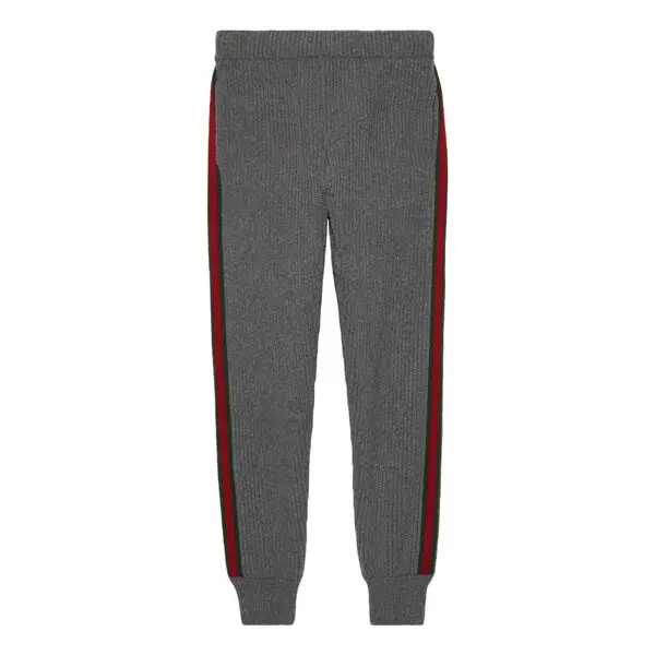 Gucci Wool Cashmere Pants With Web Detail - Grey
