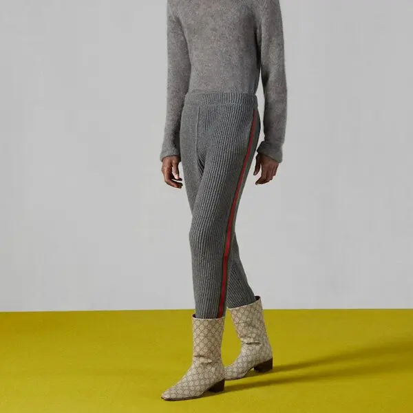 Gucci Wool Cashmere Pants With Web Detail