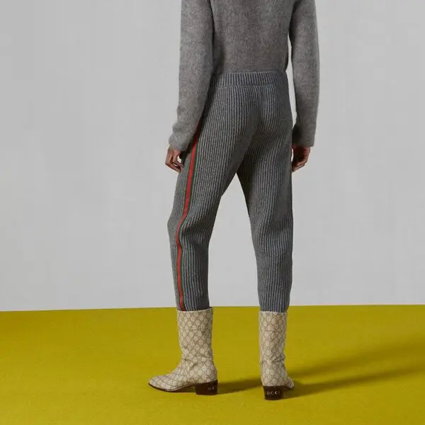 Gucci Wool Cashmere Pants With Web Detail