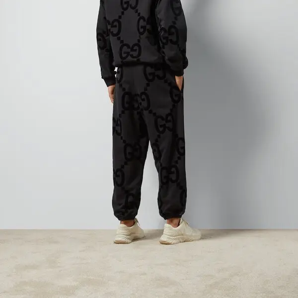 Gucci Gg Flocked Print Cotton Fleece Sweattrouser