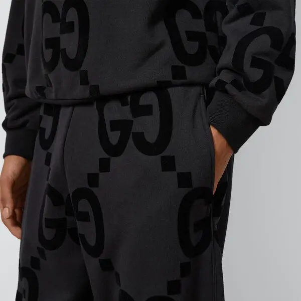 Gucci Gg Flocked Print Cotton Fleece Sweattrouser