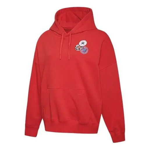 CONVERSE Logo Print Hoodie - Red