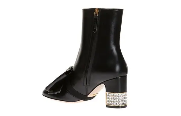 Gucci Removable Bow Leather Ankle Boots