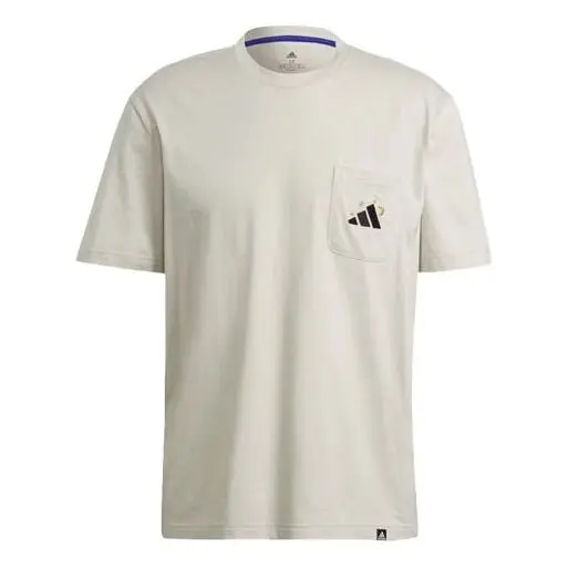 Adidas Mandala Tee M Printing Sports Round Neck Short Sleeve Bauxite - Brown