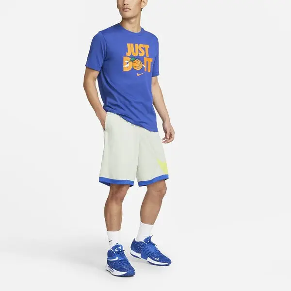 Nike Just Do It Alphabet Printing Round Neck Short Sleeve Blue - Multi-color