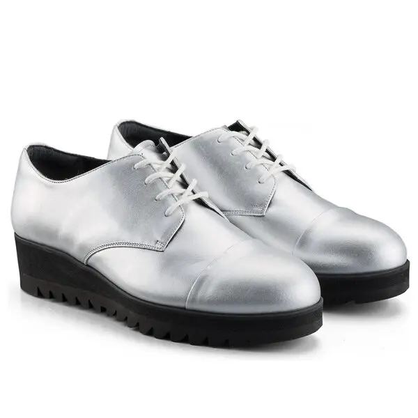 Onitsuka Tiger Derby Lace-up Metallic Sneakers - Silver