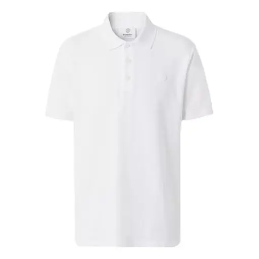 Burberry Ss21 Pattern Cotton Short Sleeve Polo Shirt - White
