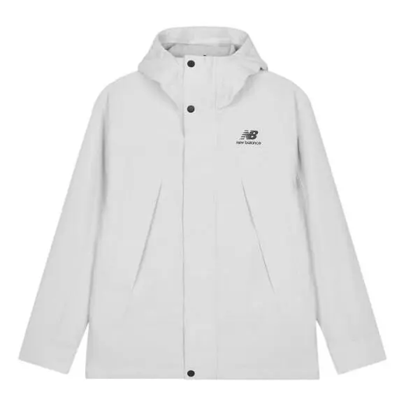 NEW BALANCE Logo Print Hooded Windbreaker Jacket - White