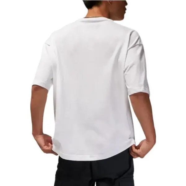 JORDAN Flight Essentials Solid Color Logo Label Loose Pullover Round Neck Half Sleeve White T-shirt