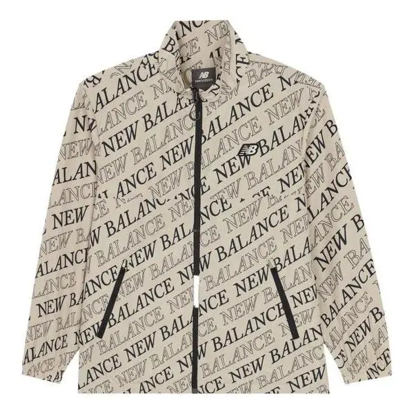 NEW BALANCE Logo Print Hooded Jacket - Beige/black