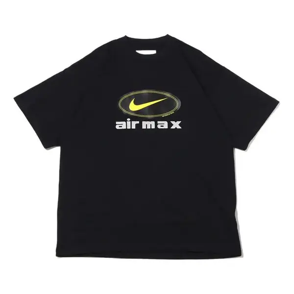 Nike Logo Alphabet Printing Breathable Round Neck Short Sleeve Black T-shirt - Default Color