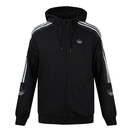 Adidas Originals Outline Fzh Flc Hooded Sports Zipper Jacket - Black