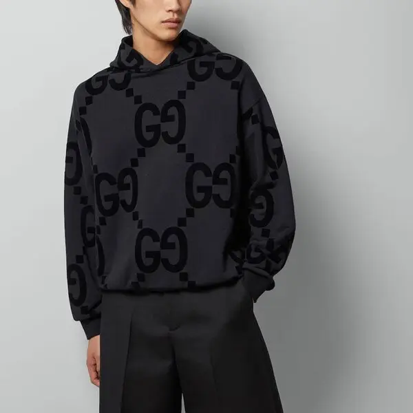 Gucci Gg Flocked Print Cotton Fleece Sweatshirt