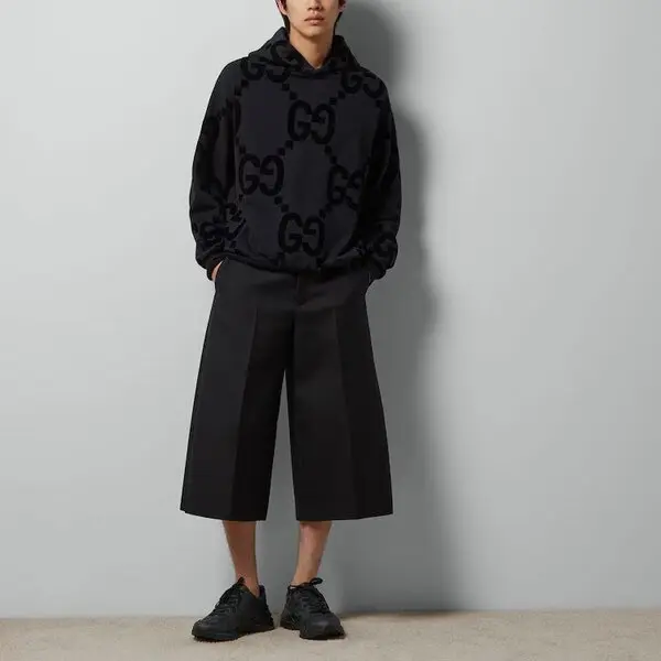 Gucci Gg Flocked Print Cotton Fleece Sweatshirt