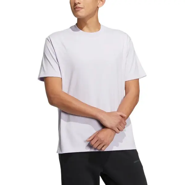 Adidas Neo Solid Color Round Neck Sports Short Sleeve Light Purple T-shirt - Multi-color
