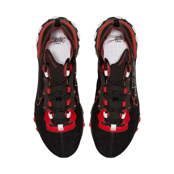 Nike React Element 55 'script Swoosh' Sneakers - Black