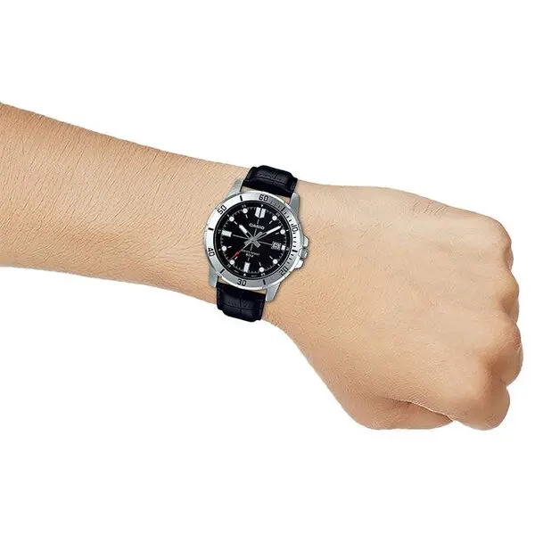 Casio Analog Watch With Leather Band