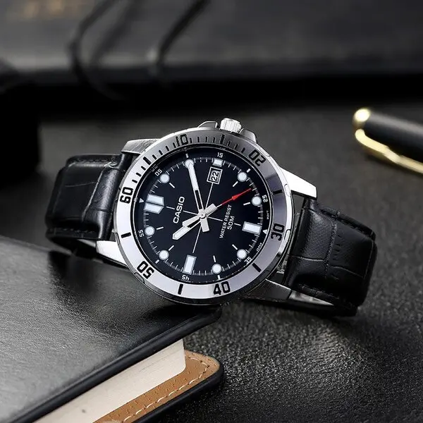 Casio Analog Watch With Leather Band