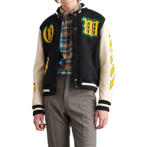 Off-White Logo-patch Varsity Jacket
