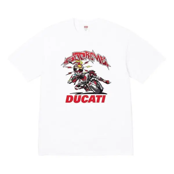 Supreme X Ducati Bike T-shirt 'white Red Black - White/red/black