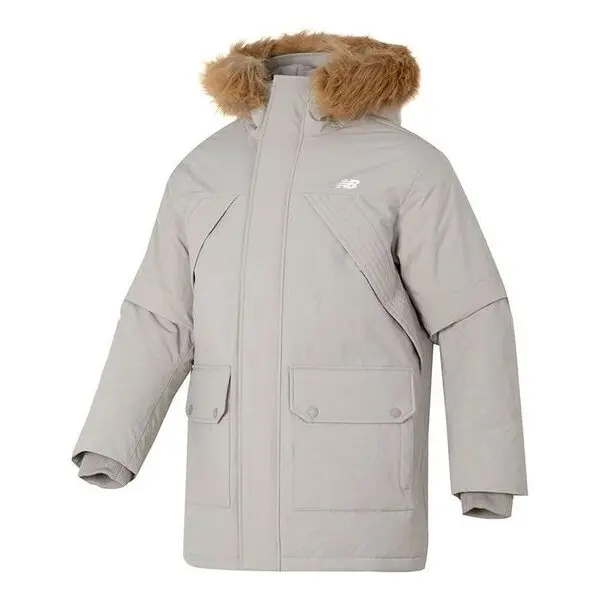 NEW BALANCE Hooded Down Parka - Grey/brown