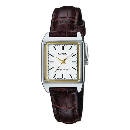 Casio Analog Quartz Watch With Leather Strap - Brown